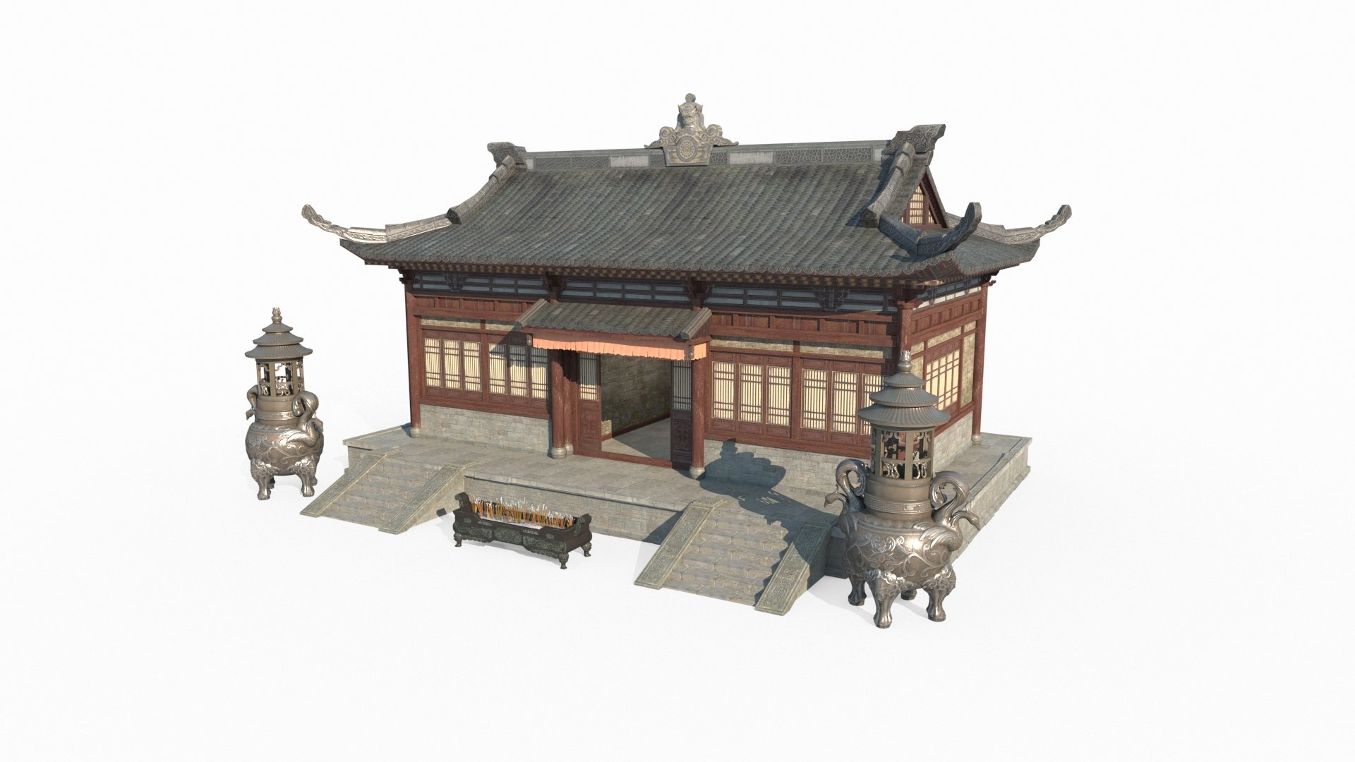 3D Ancient Asian Architecture Tianwang Temple Model - TurboSquid 2046331