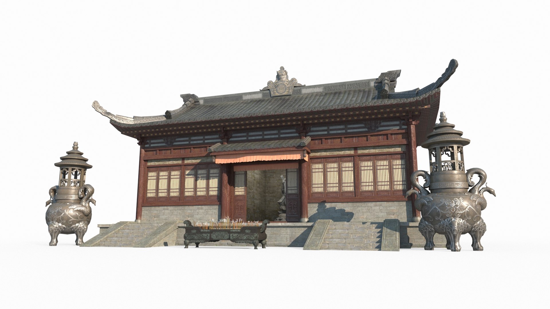 3D Ancient Asian Architecture Tianwang Temple Model - TurboSquid 2046331