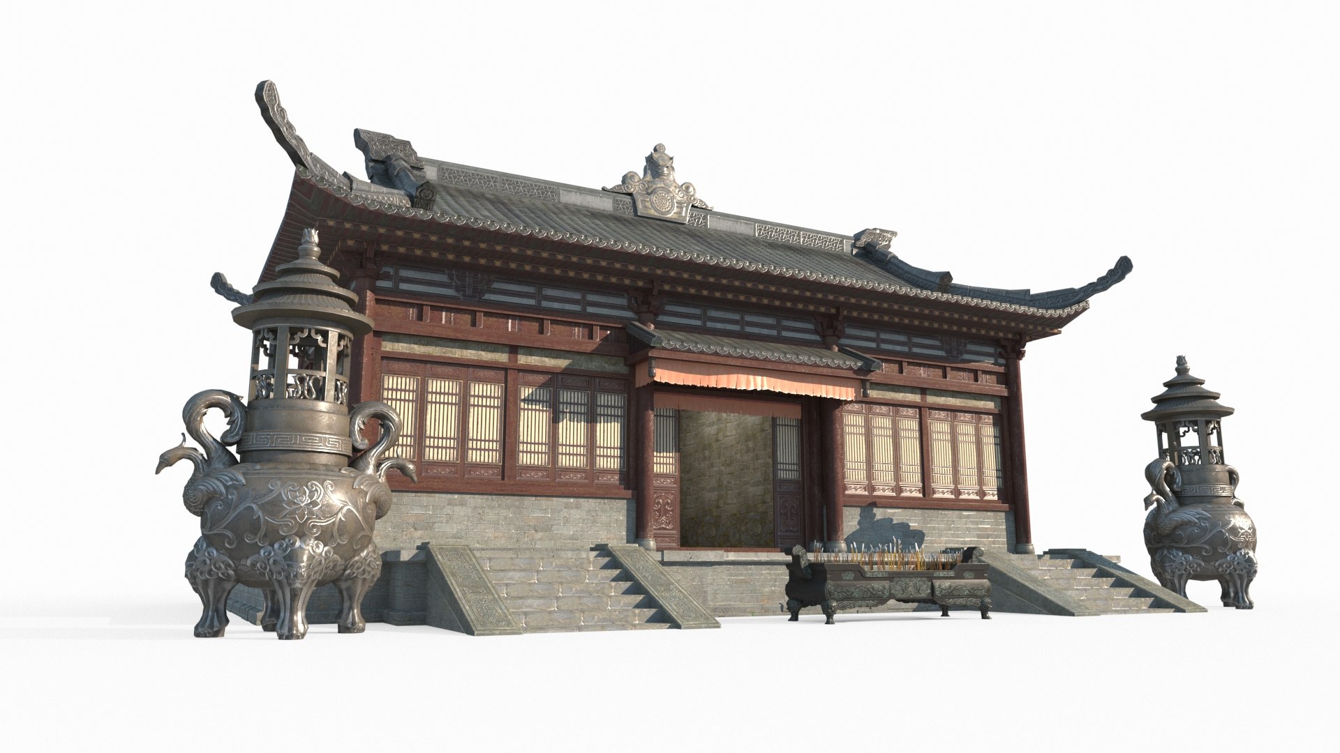 3D Ancient Asian Architecture Tianwang Temple Model - TurboSquid 2046331