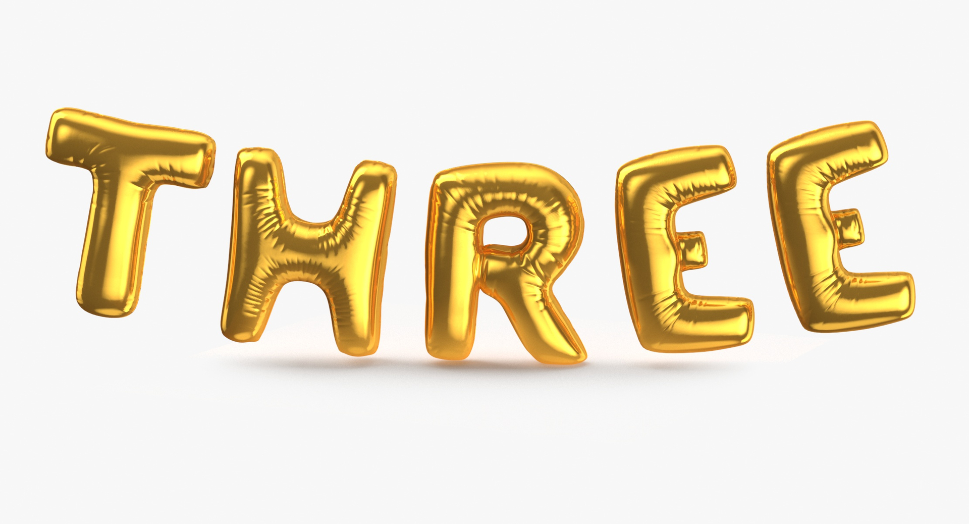 Foil Baloon Words Three Gold Model - TurboSquid 1747543