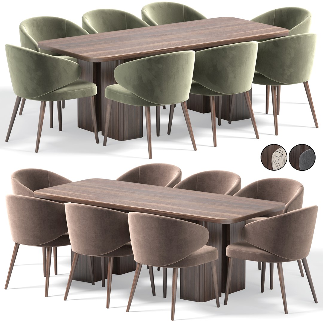 Antar Chair And Signatures Latti Rectangular Dining Table 3D Model - TurboSquid 2417668
