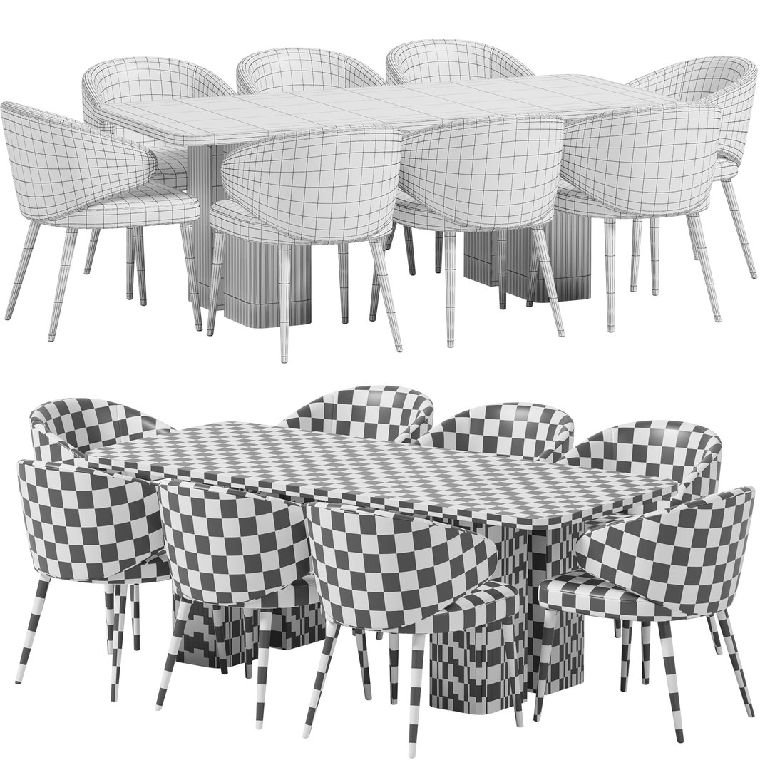 Antar Chair And Signatures Latti Rectangular Dining Table 3D Model - TurboSquid 2417668
