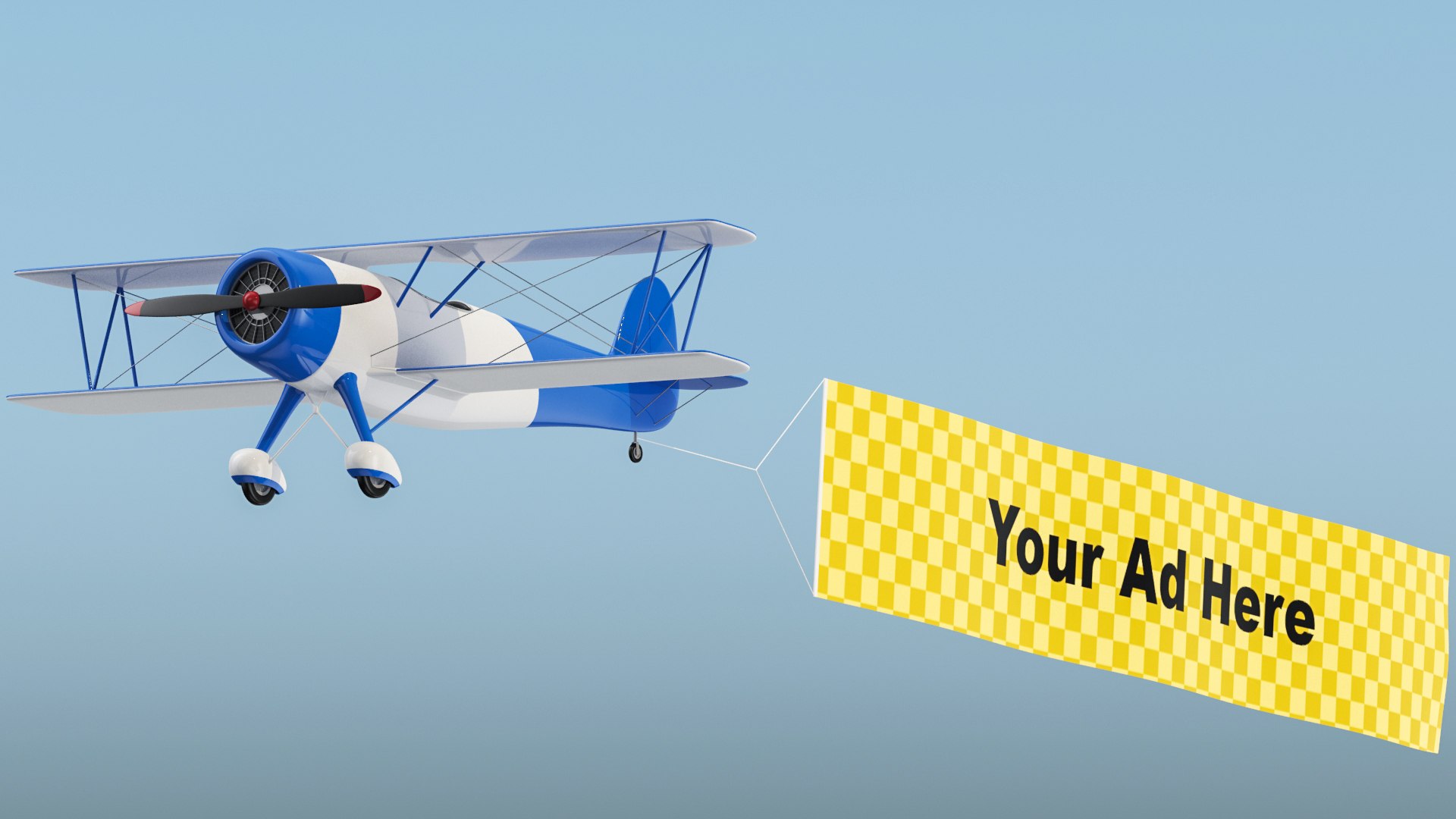 Biplane With Advertising Banner 02 Model - TurboSquid 1828217