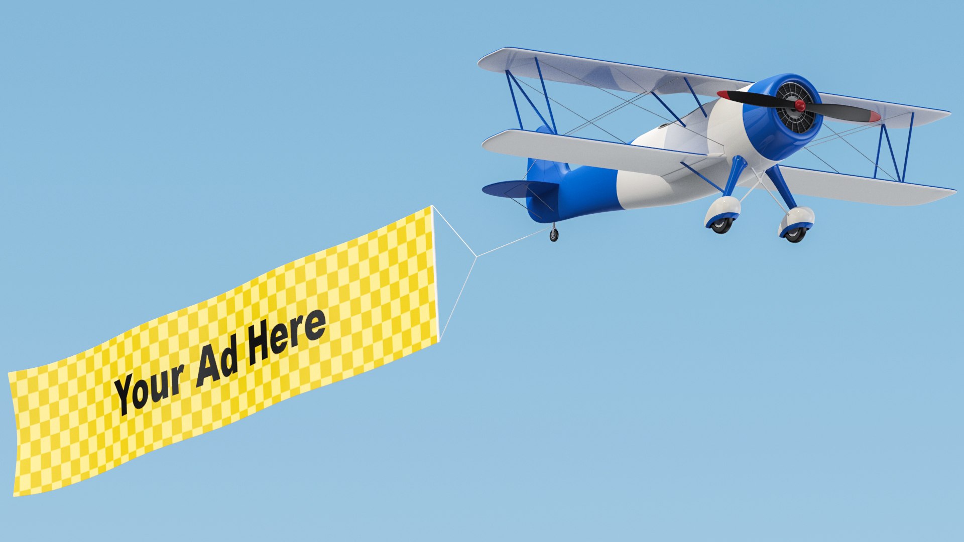 Biplane With Advertising Banner 02 model - TurboSquid 1828217