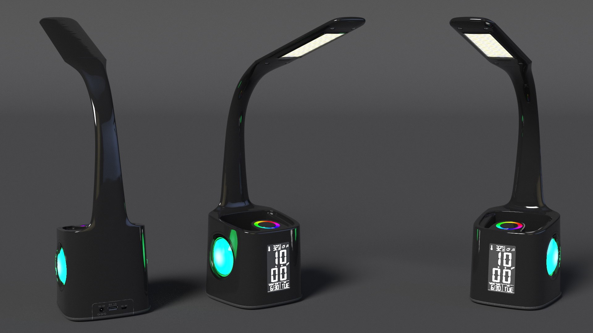 Black Smart Desk Lamp 3D - TurboSquid 2132256