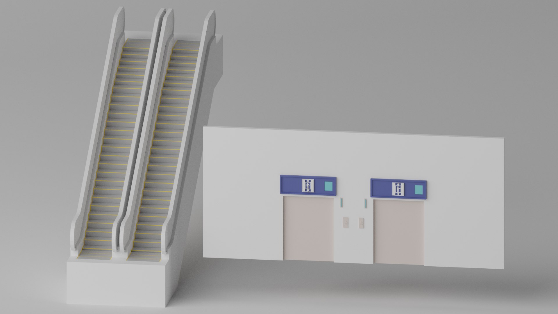 3D Model Cartoon LowPoly Escalator And Elevator - TurboSquid 2170834