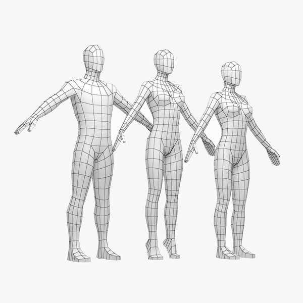 Female and Male Base Mesh Natural Proportions in A Pose BUNDLE model ...