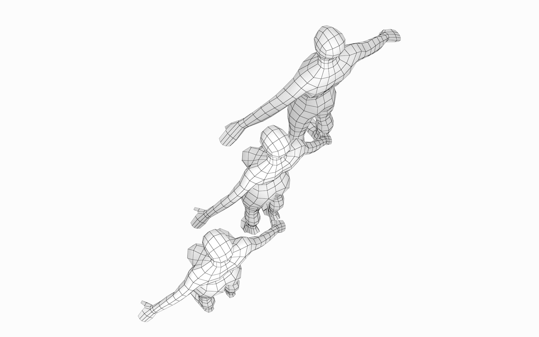 3D Natural Male And Female Human Bodies Base Mesh In A Pose Model ...