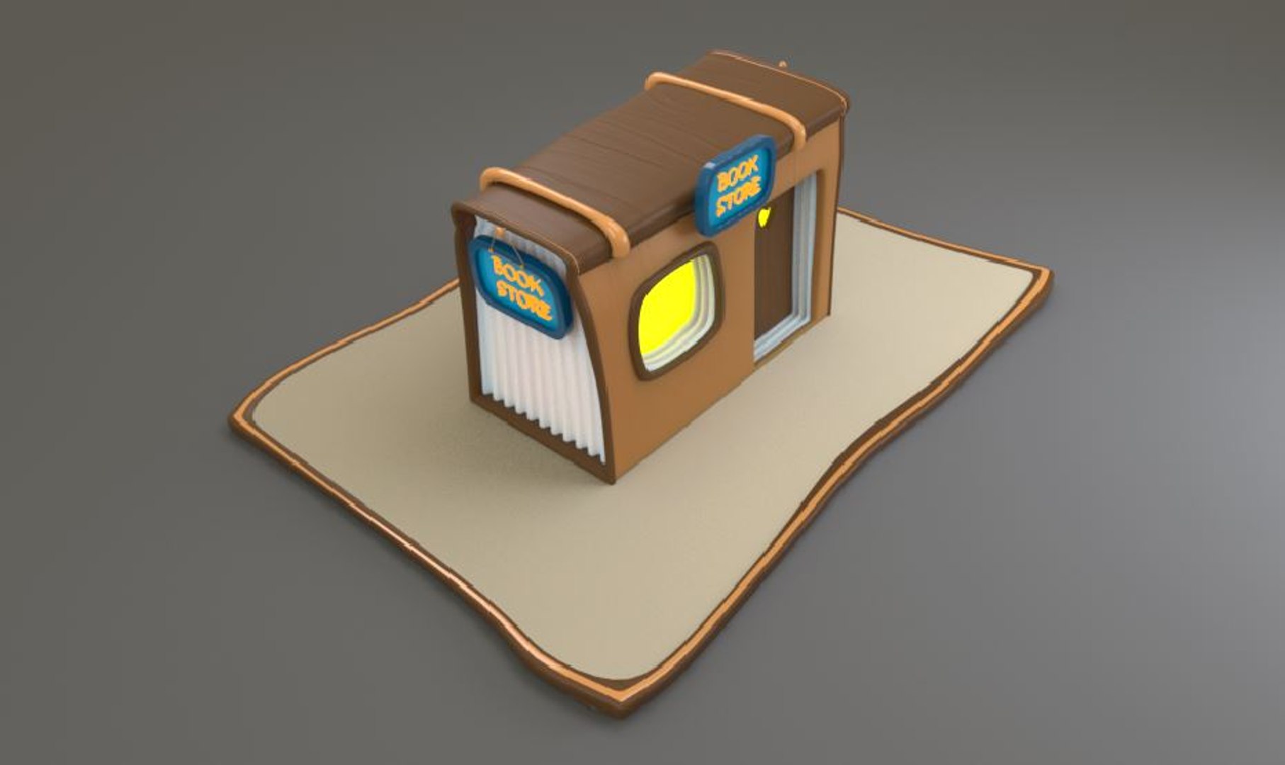 3D Model Cartoon Book Store House - TurboSquid 1397793