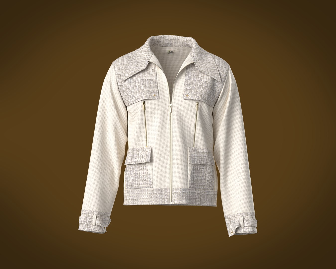 Mens Texture Fabric Jacket With Zipper Detailing And Yoke 3D ...