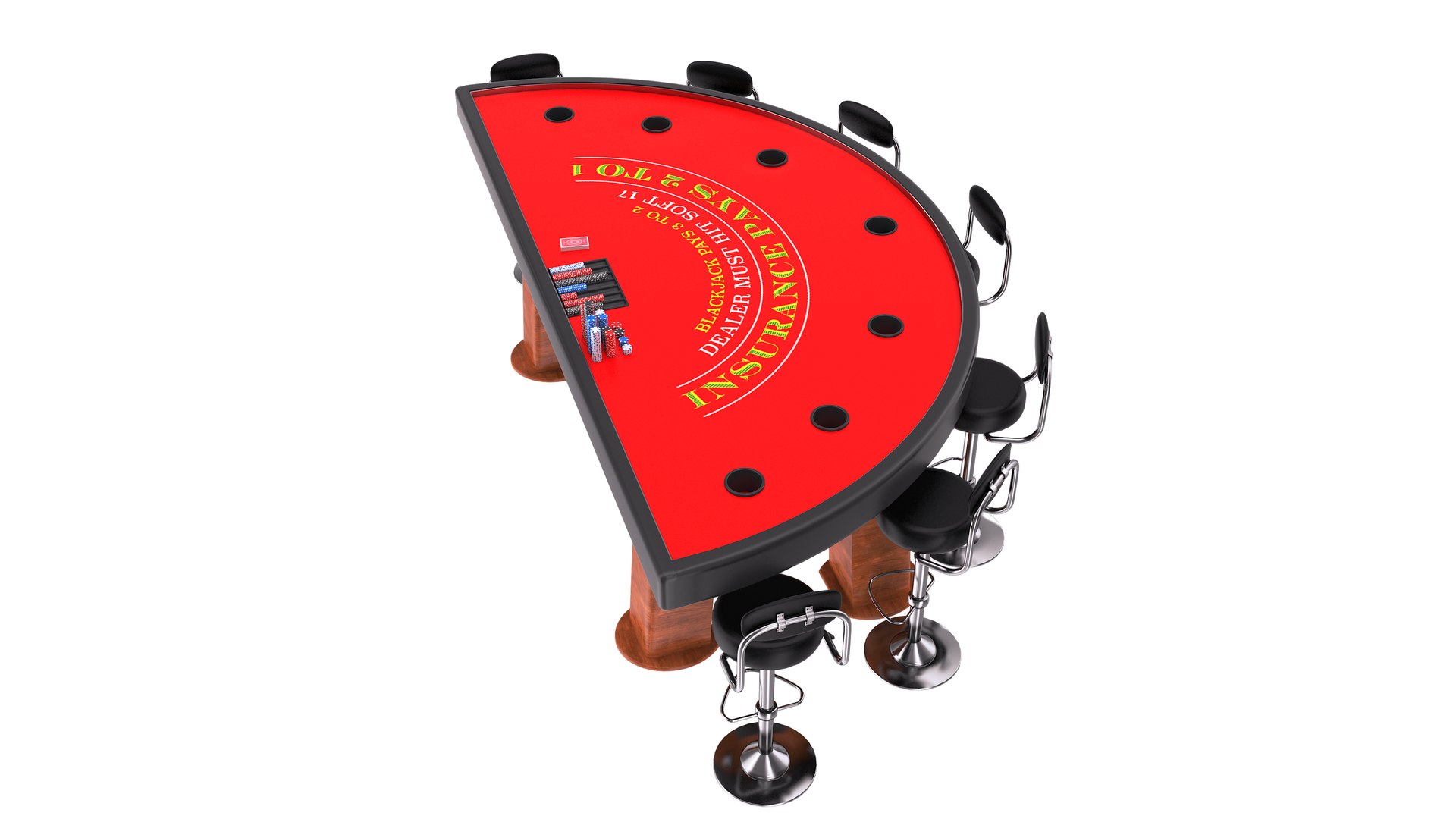Blackjack Table - Red 3D Model - TurboSquid 1907836