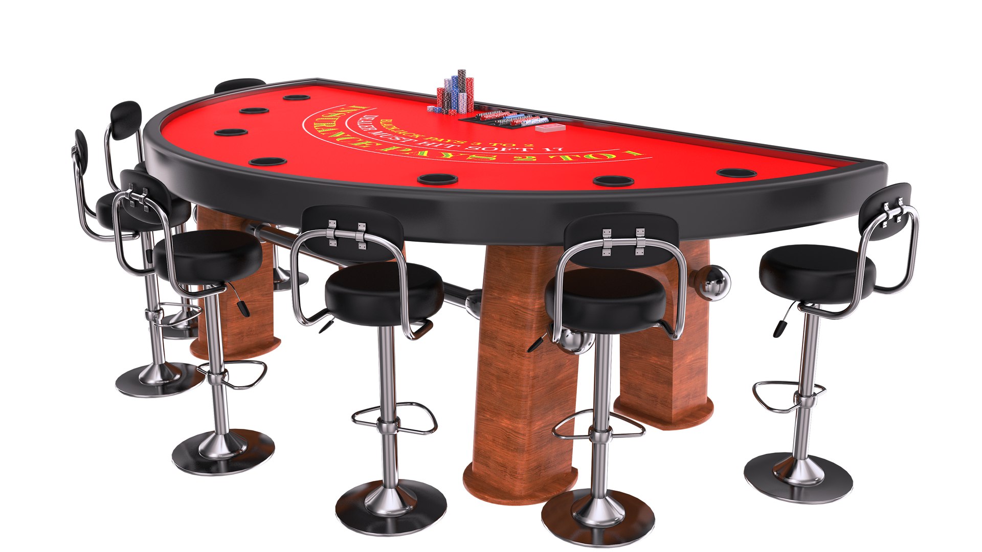 Blackjack Table - Red 3D Model - TurboSquid 1907836