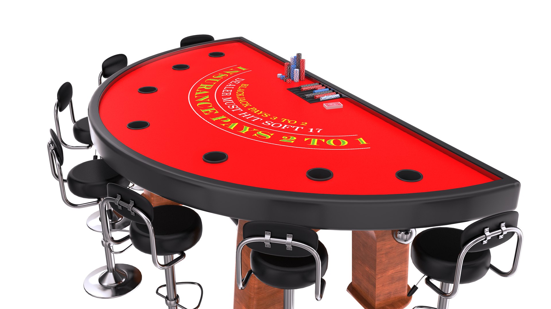 Blackjack Table - Red 3D Model - TurboSquid 1907836