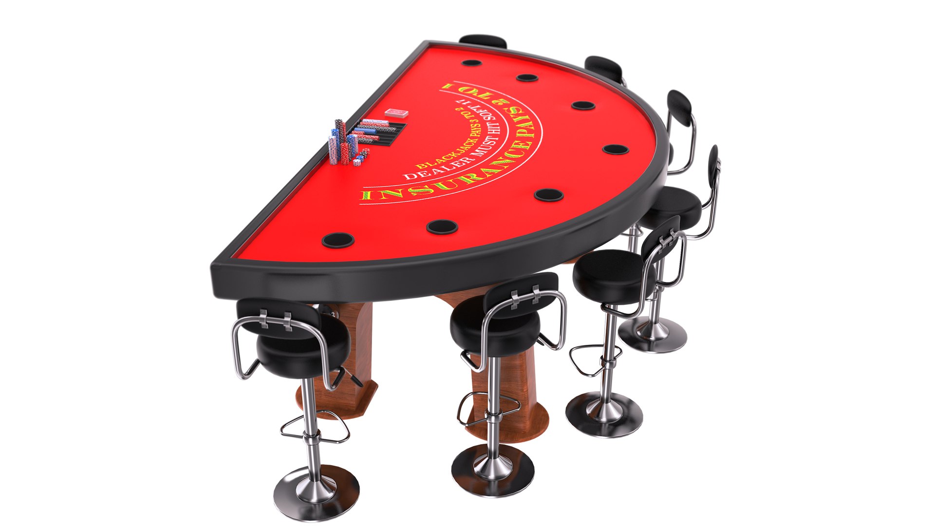 Blackjack Table - Red 3D Model - TurboSquid 1907836