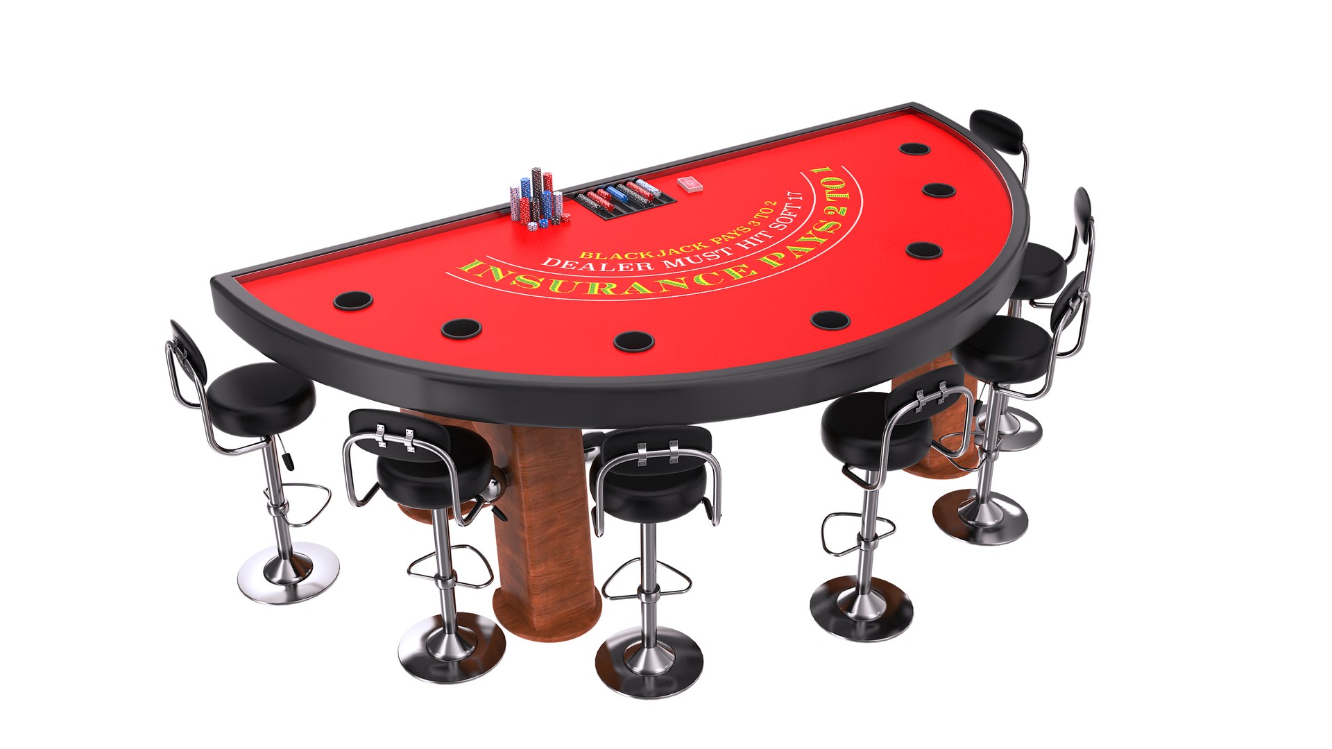 Blackjack Table - Red 3D model - TurboSquid 1907836
