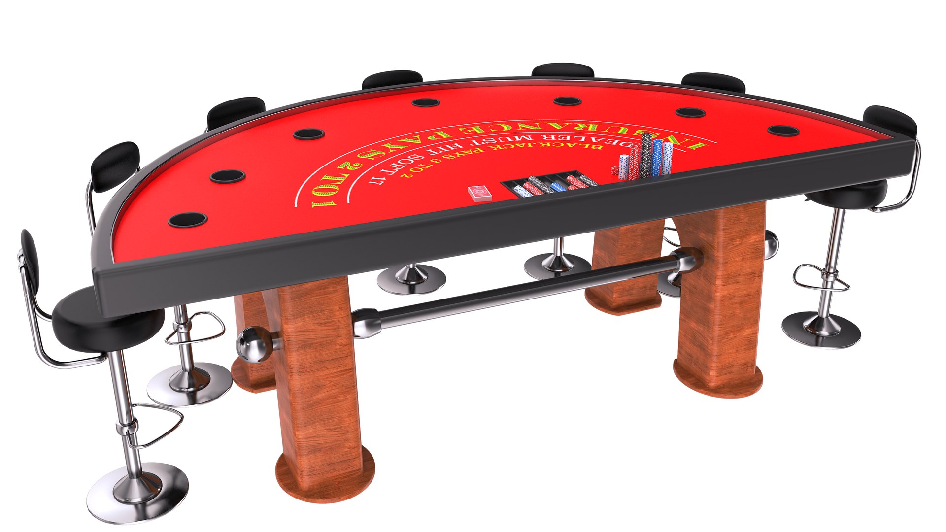 Blackjack Table - Red 3D Model - TurboSquid 1907836