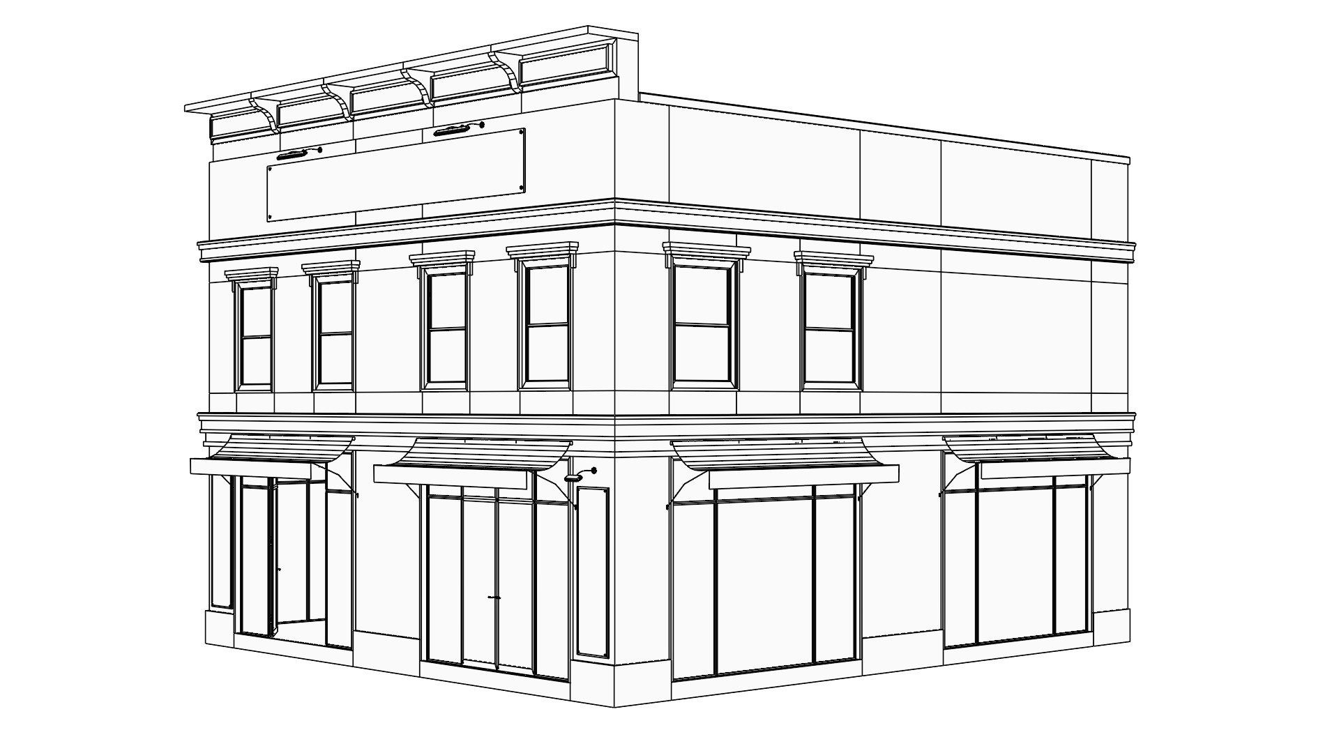 3D Main Street 4 Shop Building - TurboSquid 1940830