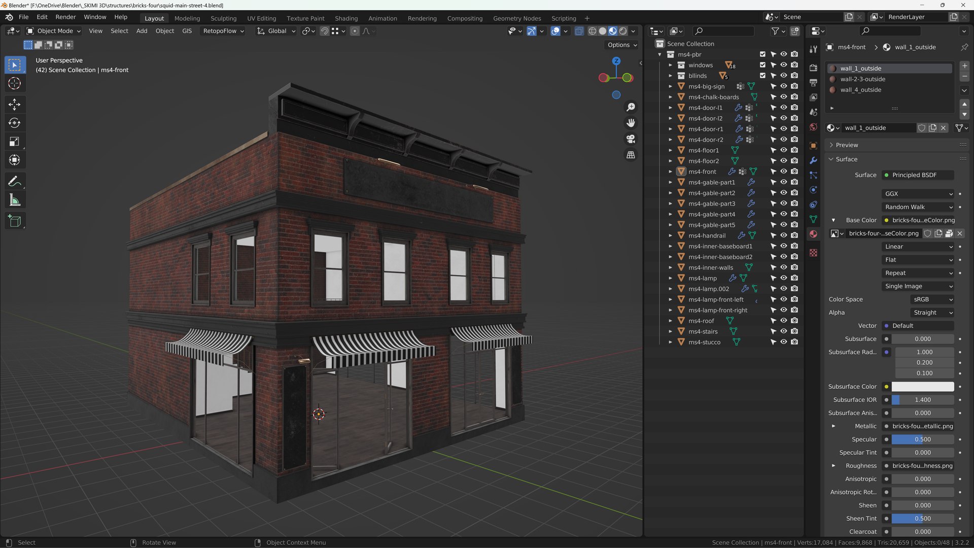 3D Main Street 4 Shop Building - TurboSquid 1940830