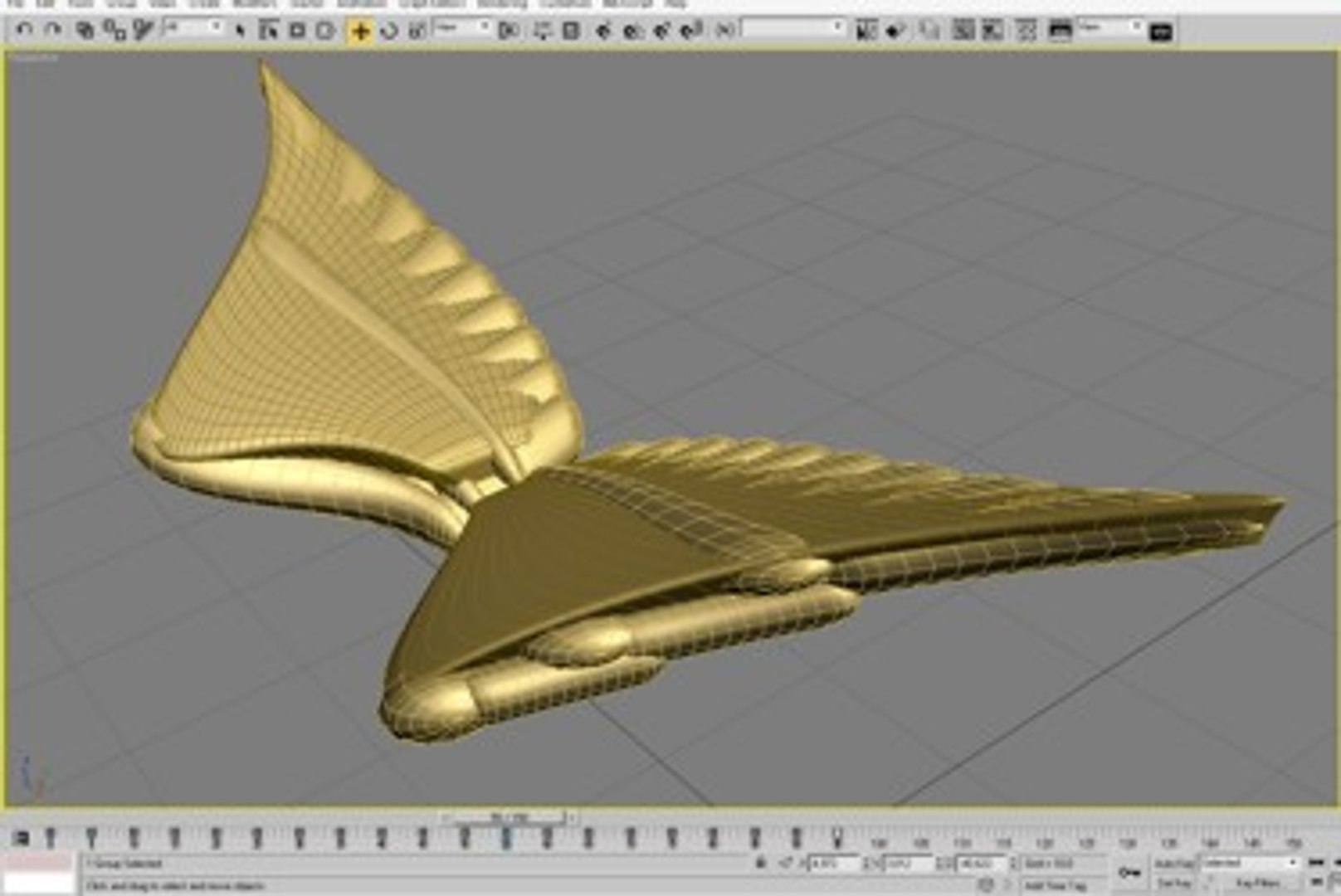 3d Model Gold Wings Flying