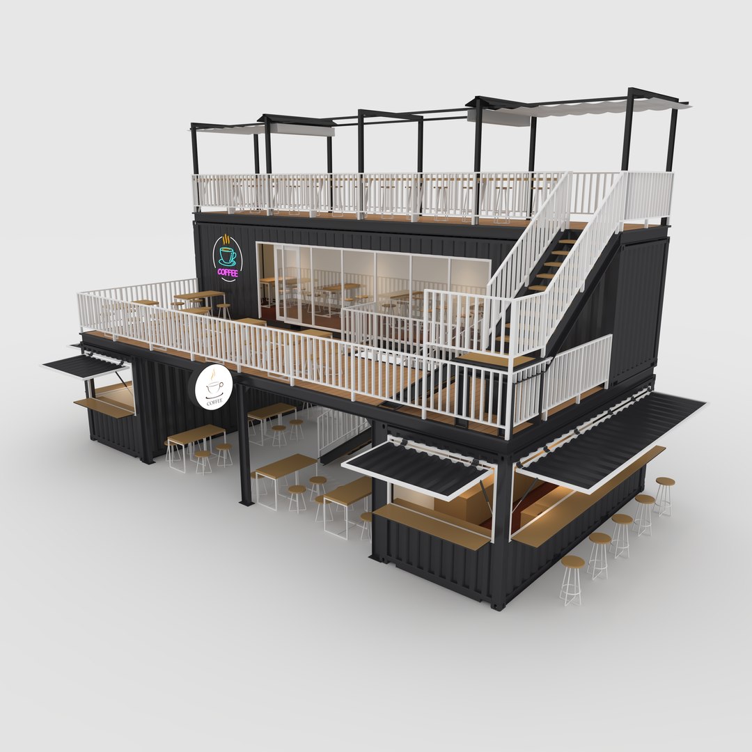 3D Container Cafe 2 model - TurboSquid 2107557