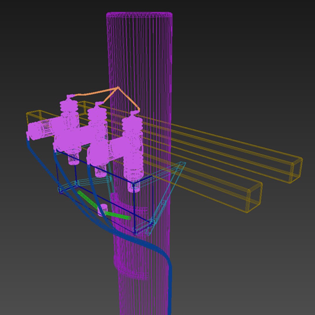 3d model power - telephone pole