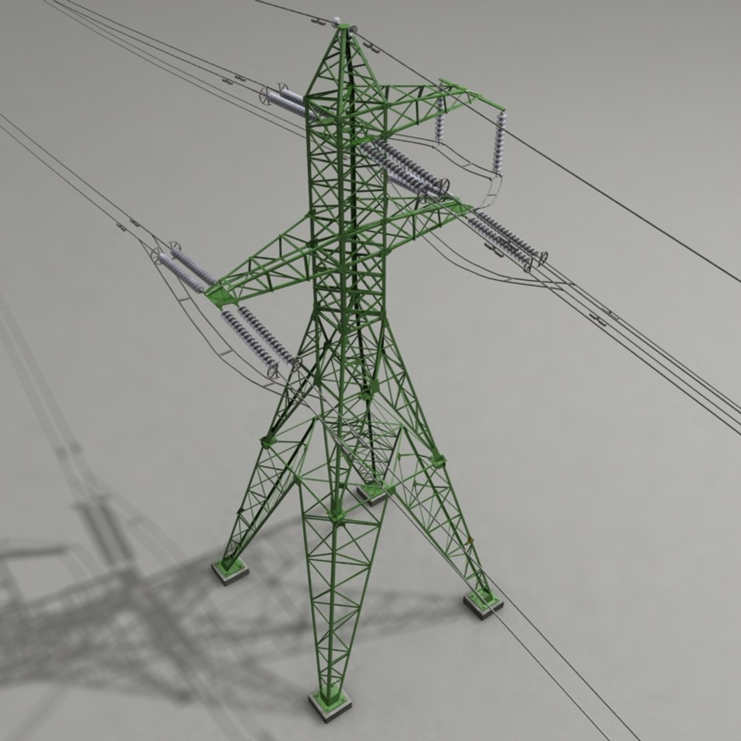 3d Model Voltage Power Lines