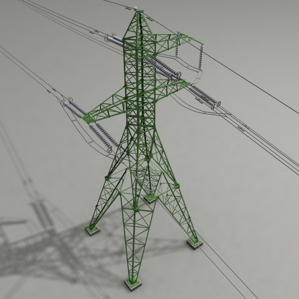 3d model voltage power lines