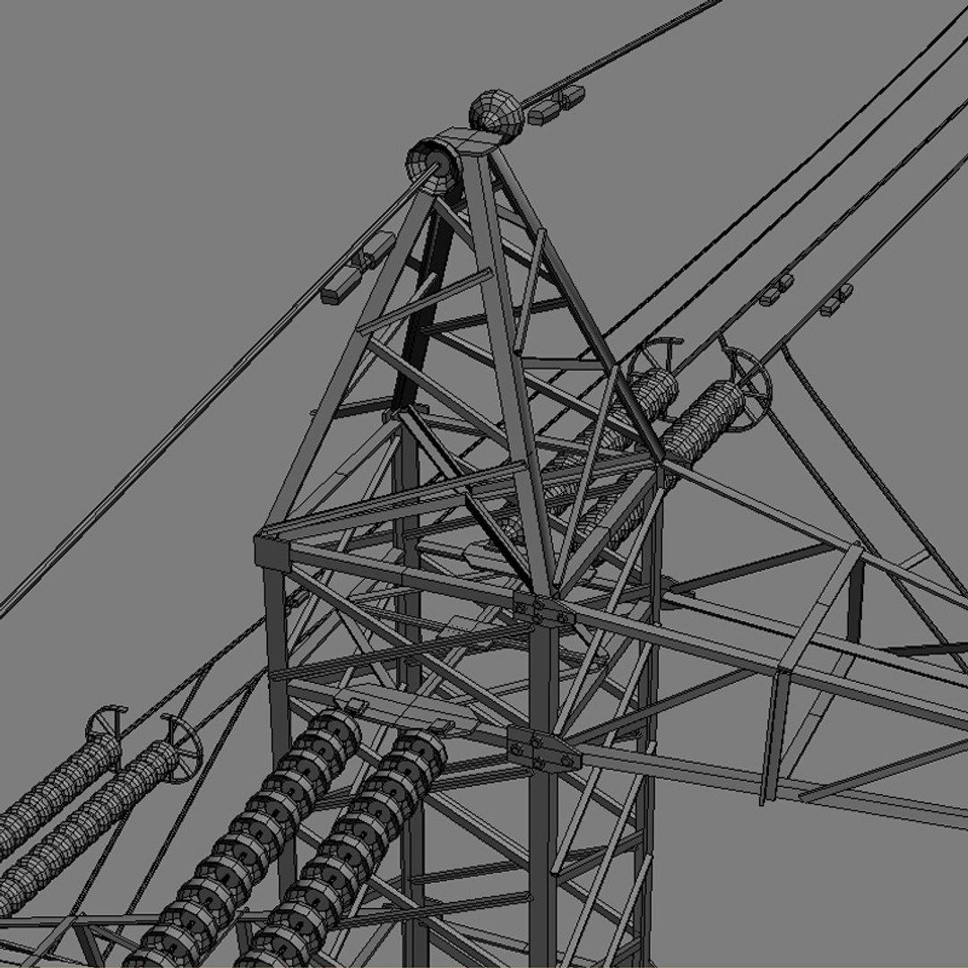 3d model voltage power lines