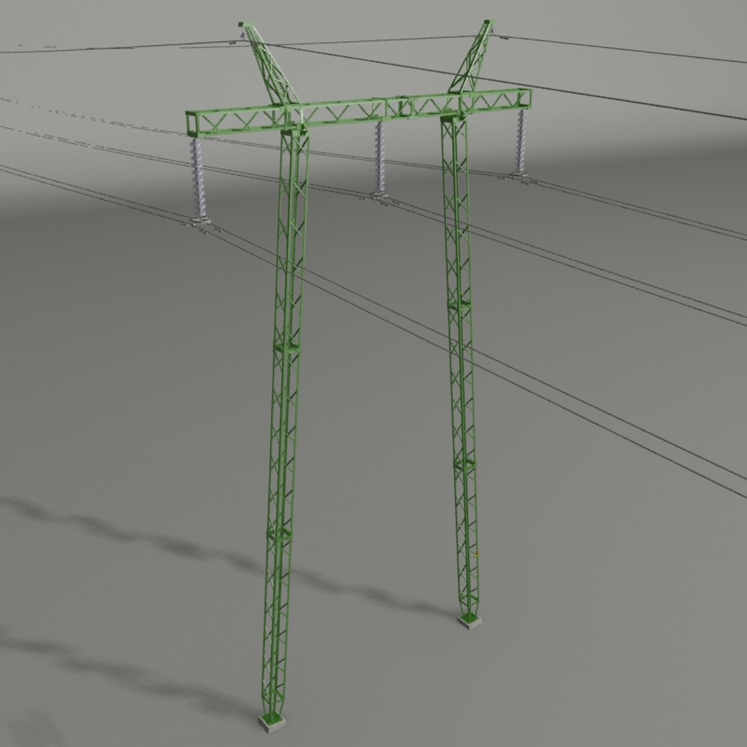 3d model voltage power lines