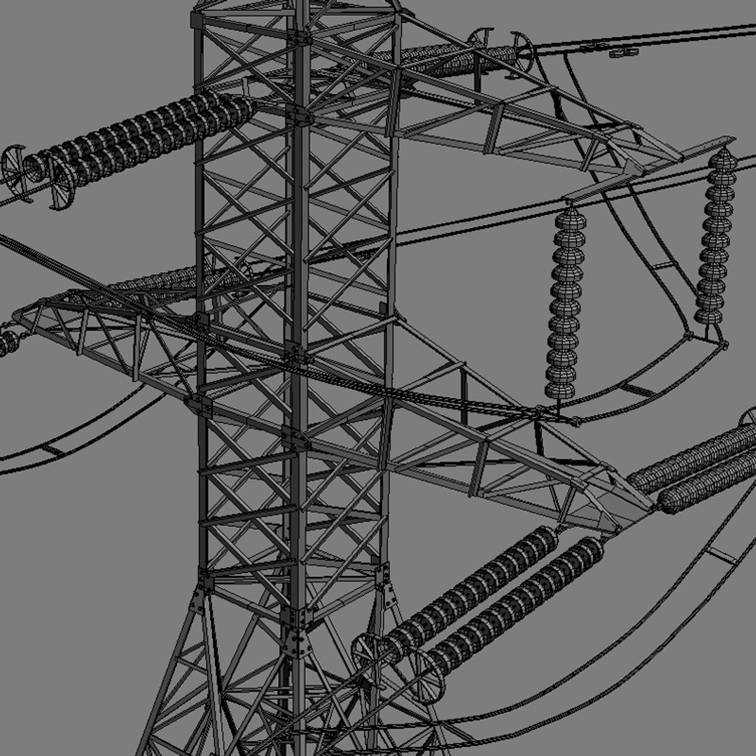 3d model voltage power lines