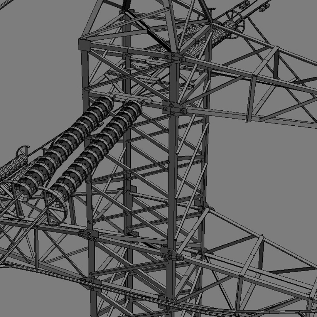 3d model voltage power lines