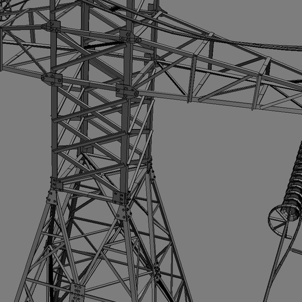 3d model voltage power lines