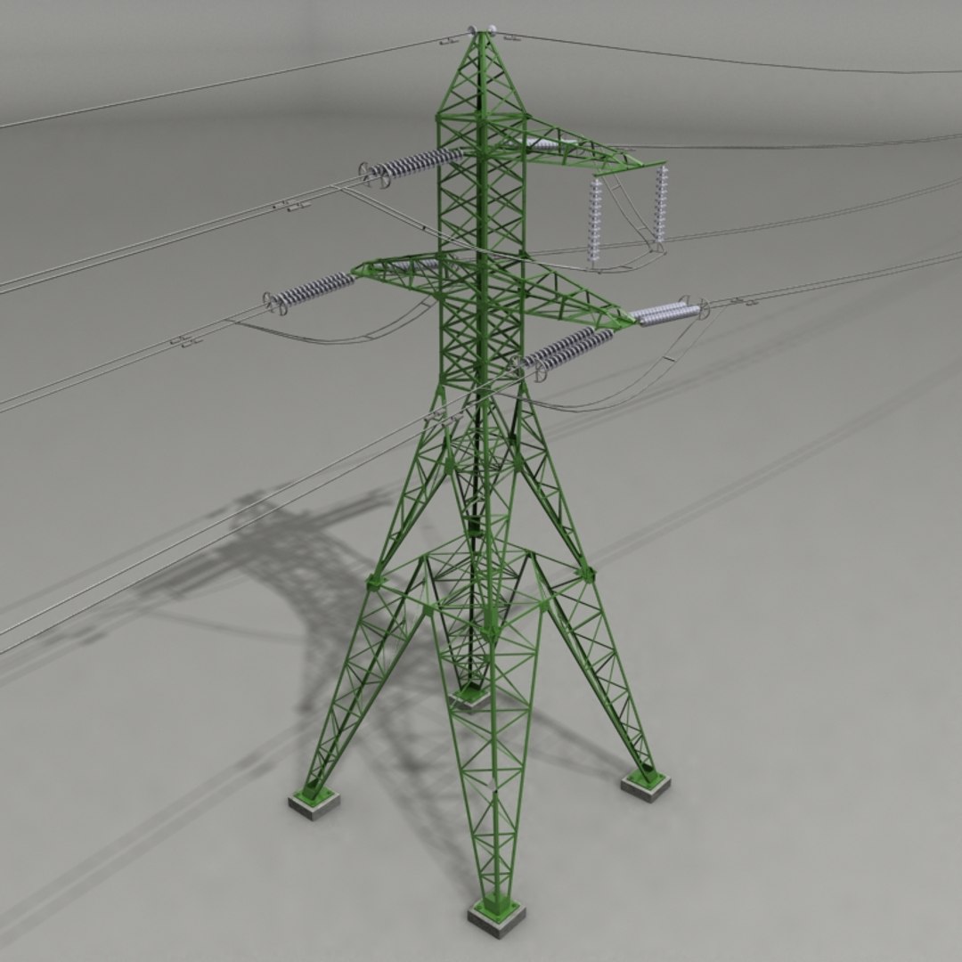 3d Model Voltage Power Lines