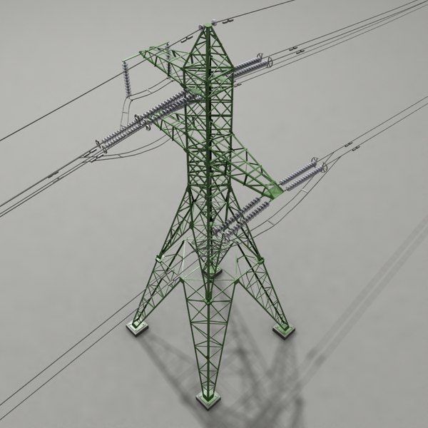 3d model voltage power lines