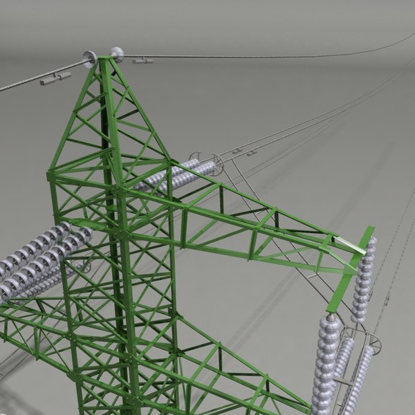 3d model voltage power lines
