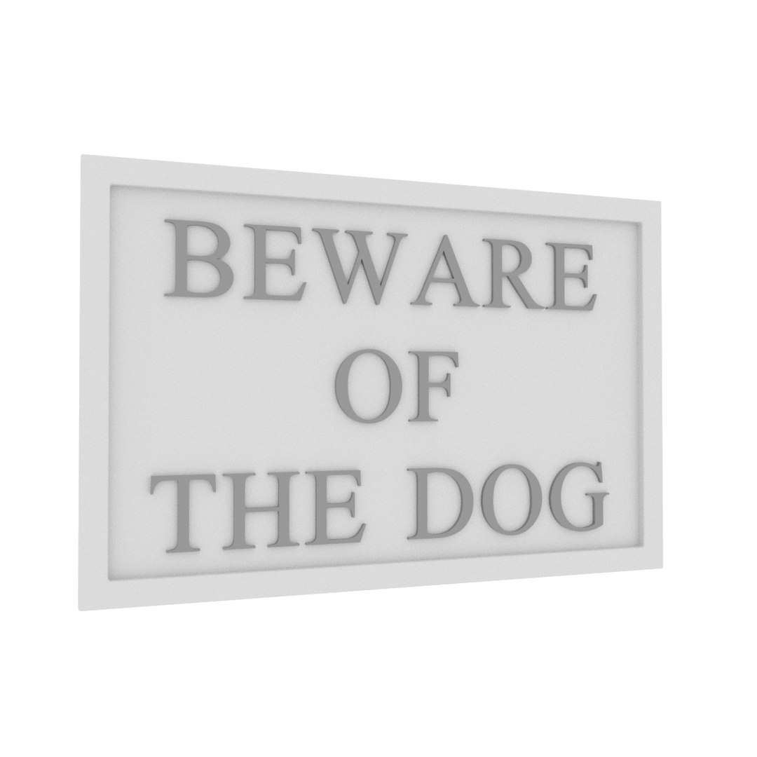 3D Beware Of The Dog Sign - TurboSquid 1728361