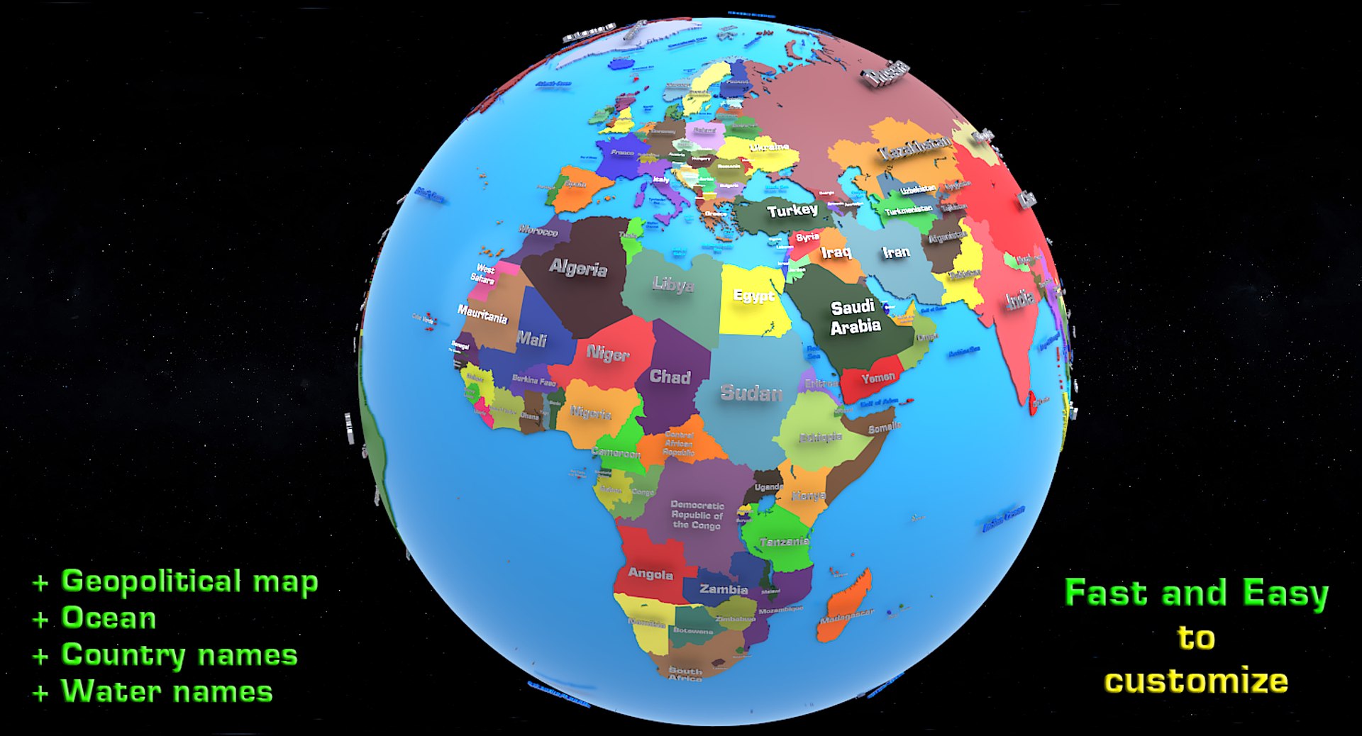 3D model geopolitical earth globe world - TurboSquid 1329308