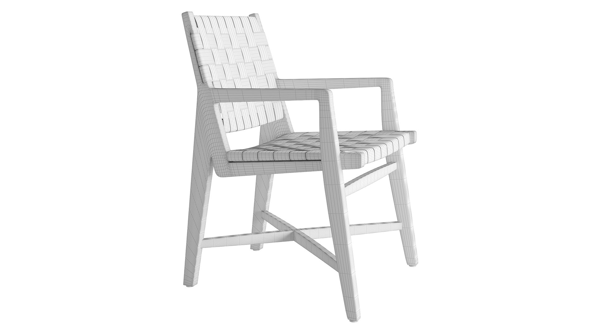 3D Taj White Woven Leather Dining Chair with Arms - TurboSquid 1765645