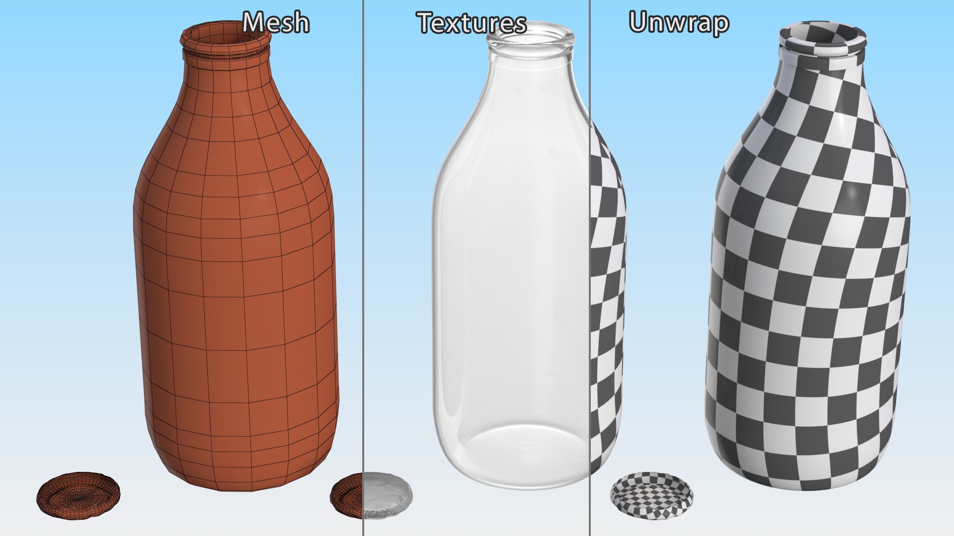 Glass Bottle One Pint With Foil Top Open 3D Model - TurboSquid 2202475