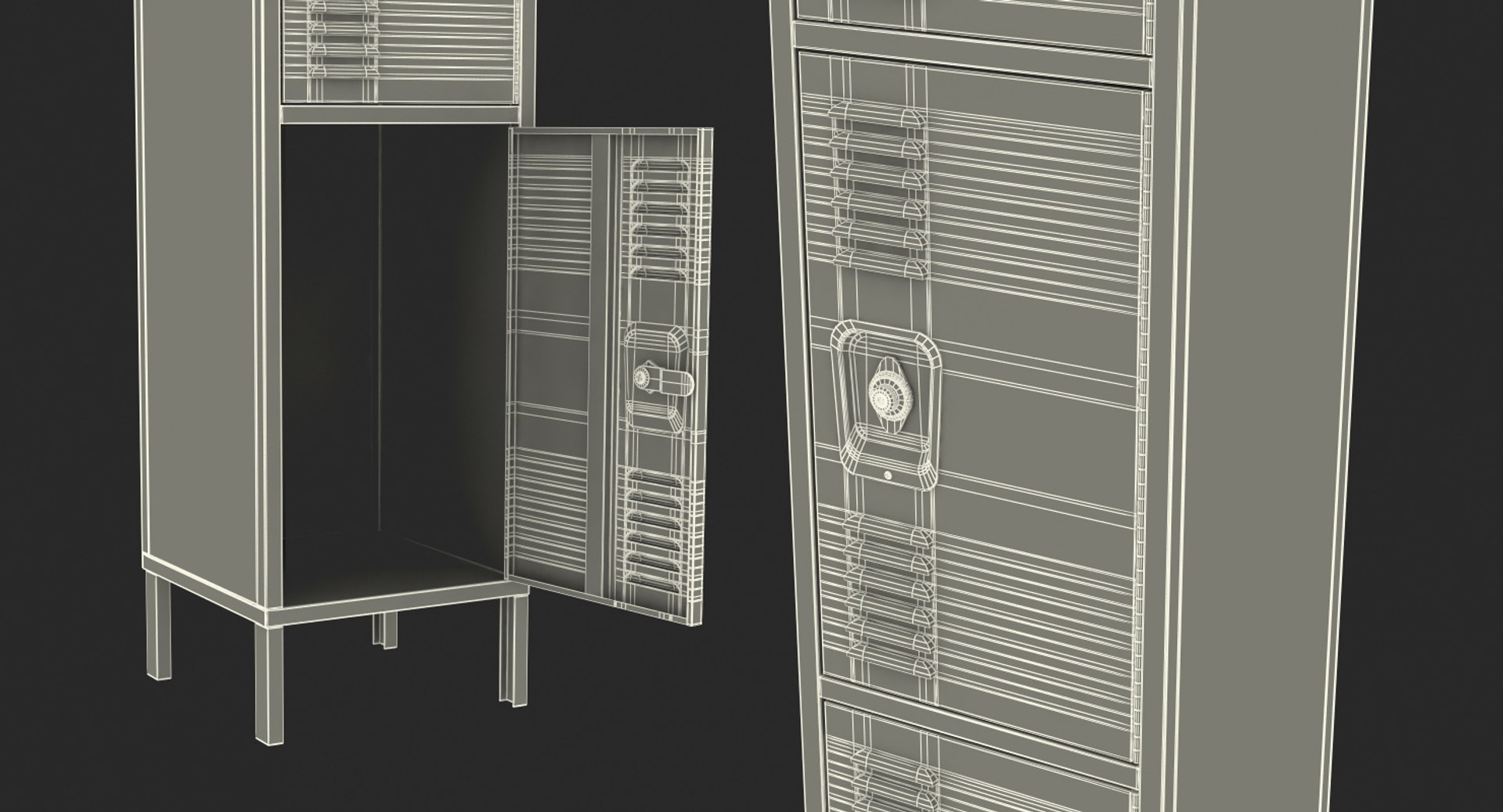 3-door Steel Locker Interior Doors 3D Model - TurboSquid 1423807