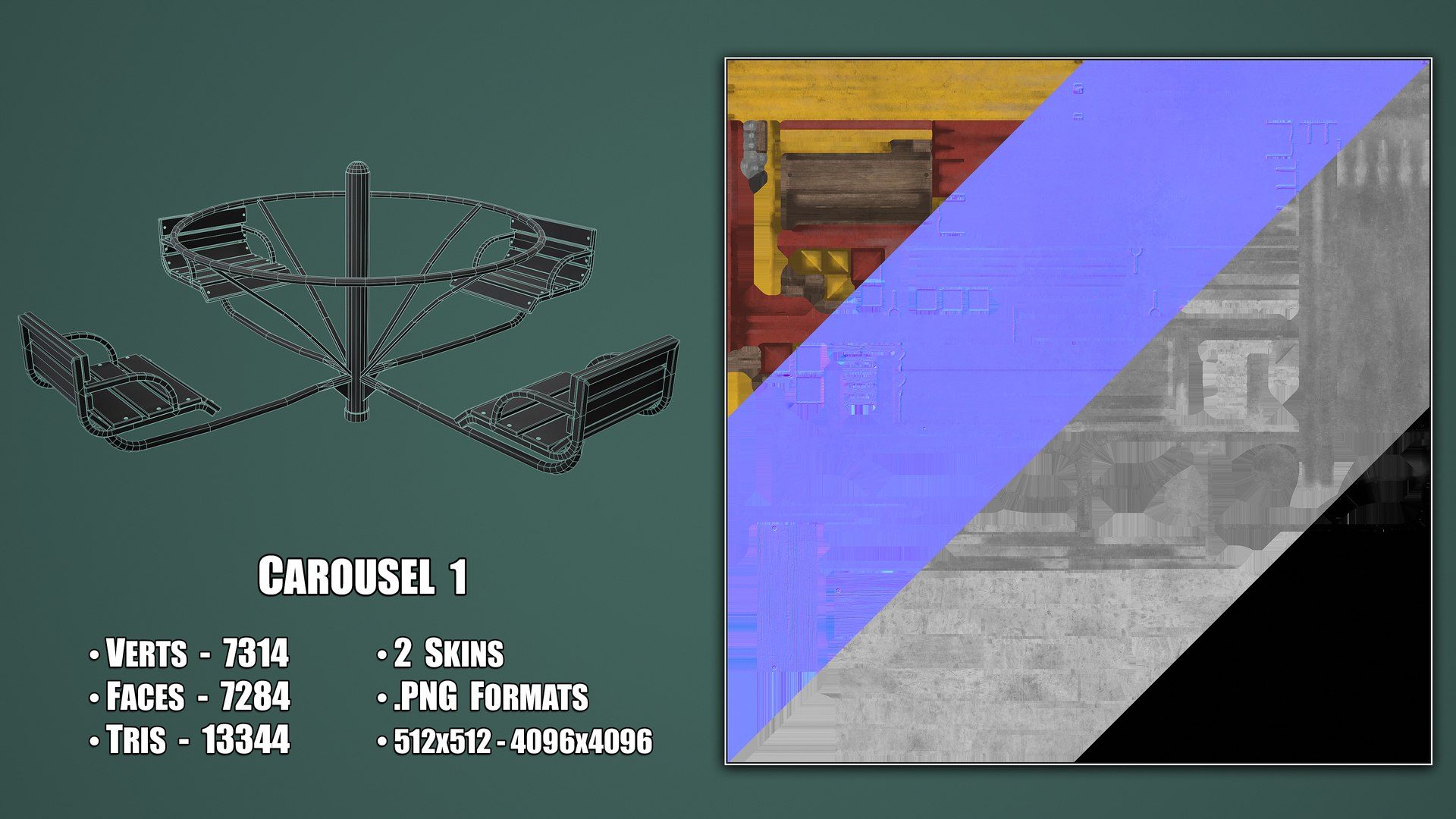 Painted Playground Carousel 1 3D - TurboSquid 2153778