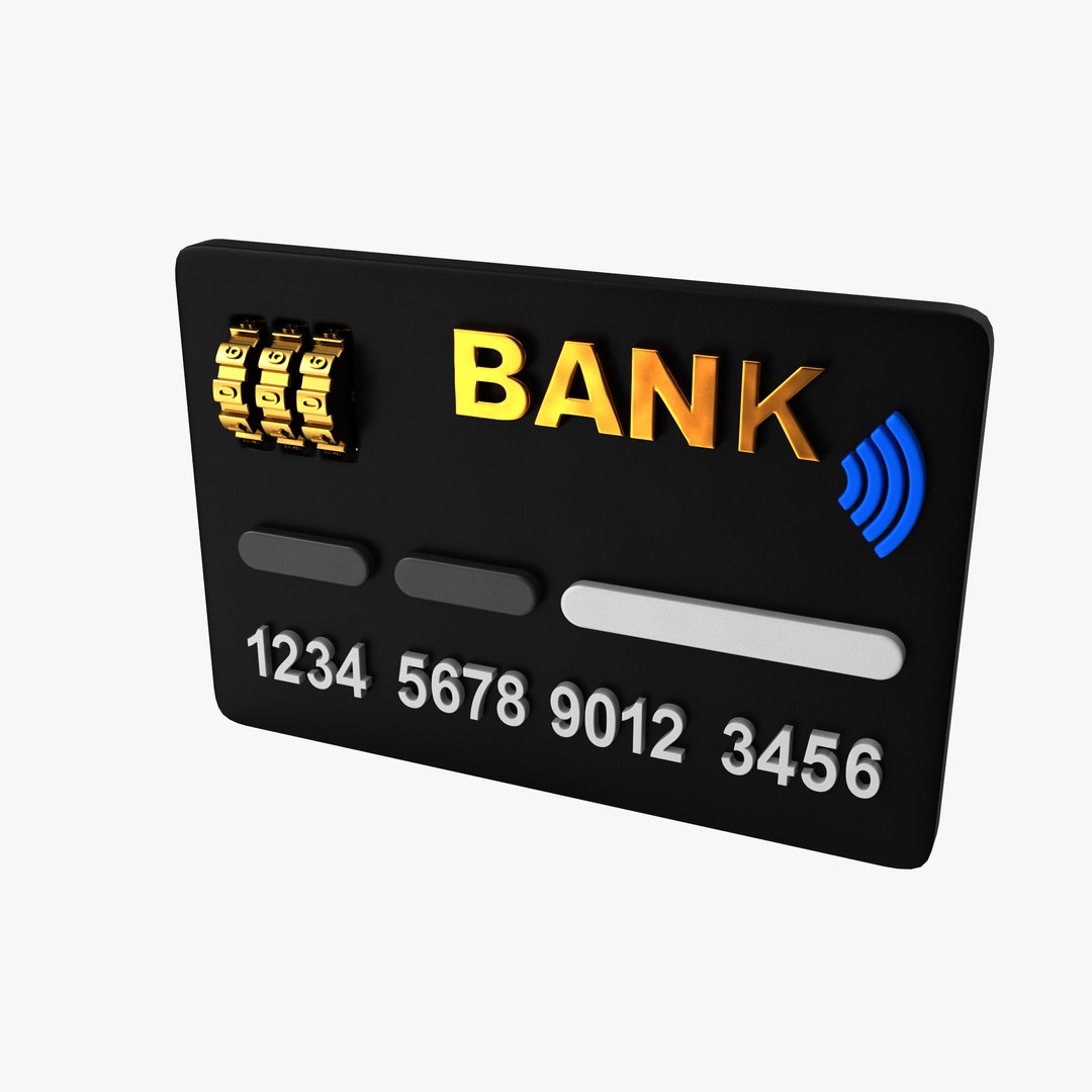 3D Cartoon Black Bank Card Model - TurboSquid 2325077