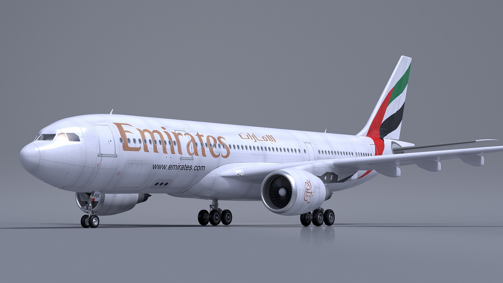 3D Model Emirates Airline Commercial Aircraft Airbus A330-200 Rigged ...