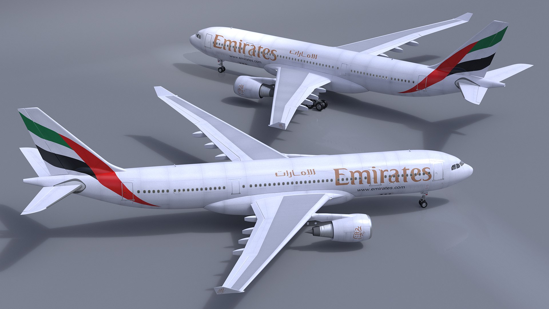 3D Model Emirates Airline Commercial Aircraft Airbus A330-200 Rigged ...