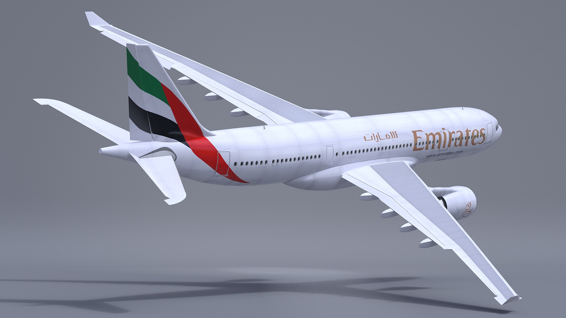 3D Model Emirates Airline Commercial Aircraft Airbus A330-200 Rigged ...