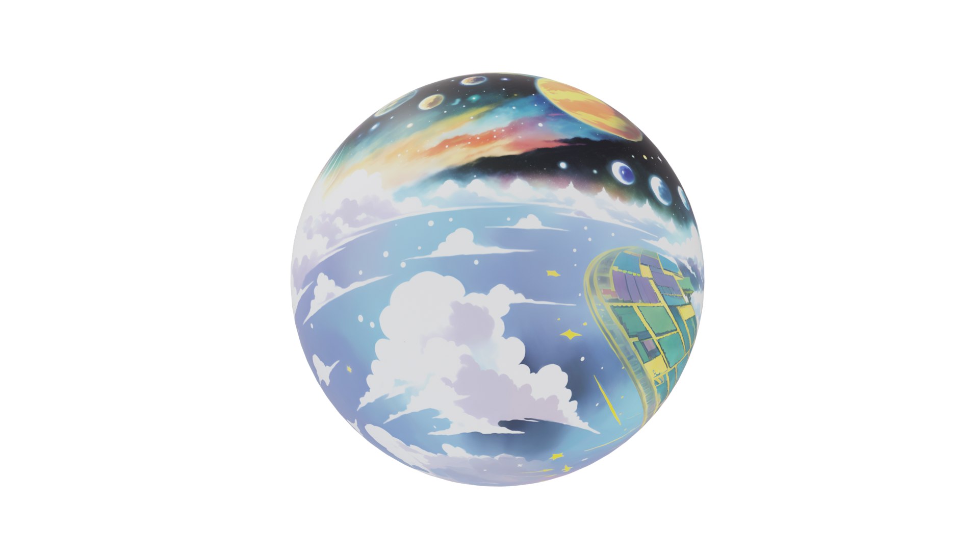 Panoramic Sky SET - Manga Cosmic Night Land - 3D Mesh And 360 UV Sphere ...