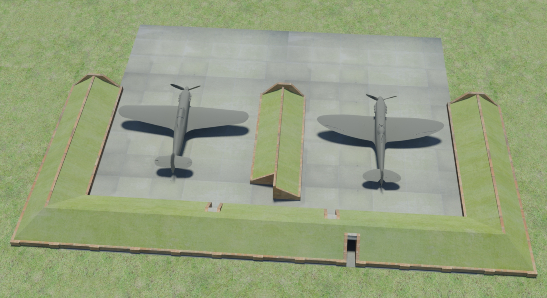 3D Low Poly British WW2 Aircraft Revetment - TurboSquid 1835370