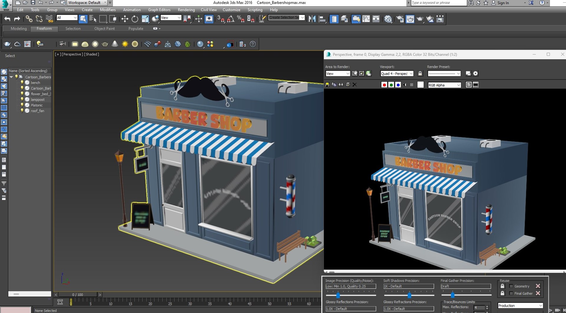 3D Cartoon Barber Shop Model - TurboSquid 2228383