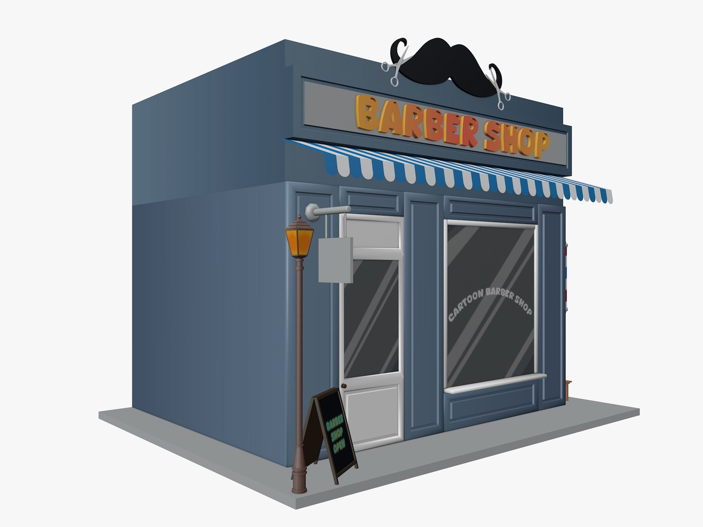 3D Cartoon Barber Shop Model - TurboSquid 2228383