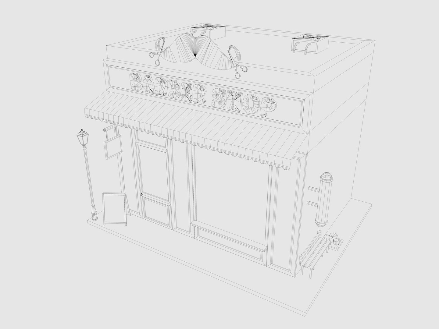 3D Cartoon Barber Shop Model - TurboSquid 2228383